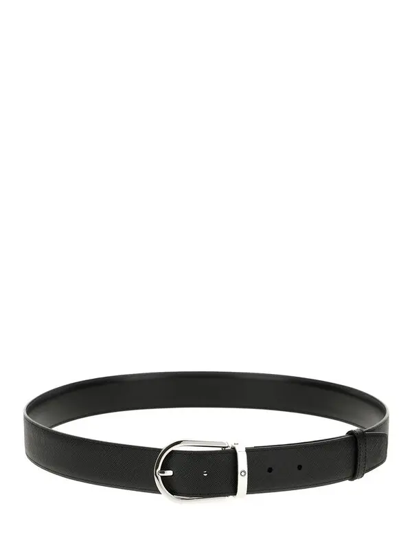 Montblanc Saffiano Leather Belt With Silver-tone Buckle - Multicolor