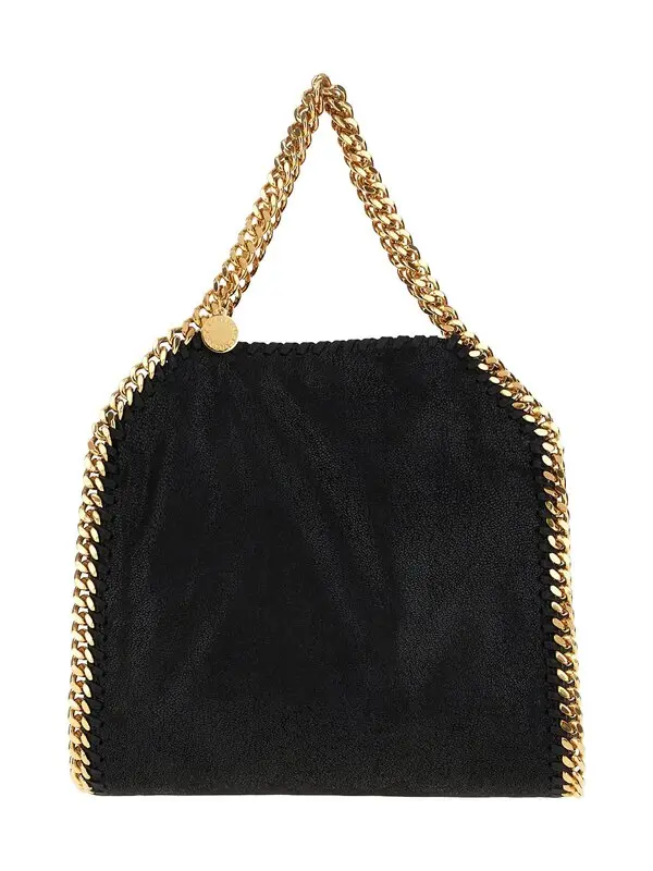 Stella McCartney Black Textured Shoulder Bag With Gold Tone Chain Strap - Multicolor