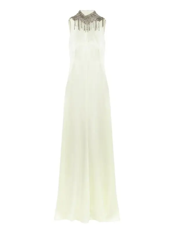Alexander McQueen Chain Mail Embroidered Evening Dress - Cream