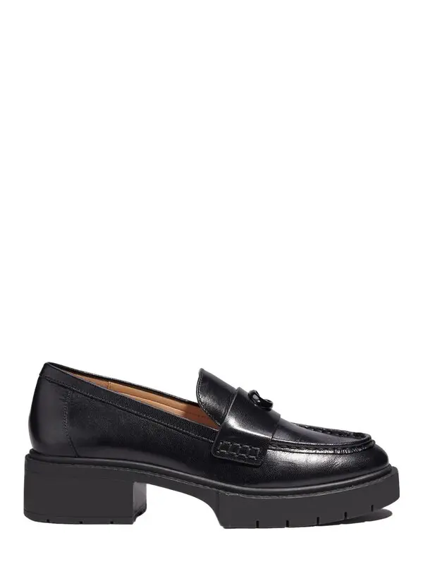 COACH Leah Chunky Sole Leather Loafers - Black