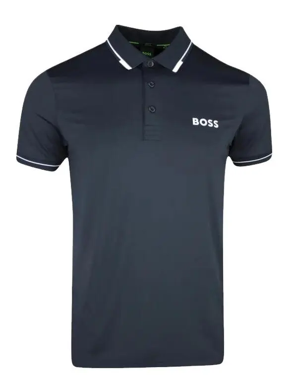 Hugo Boss Logo Printed Short-sleeved Polo Shirt - Black