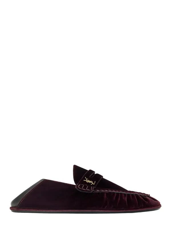 Saint Laurent Le Loafer Foldable In Velvet - Amaranto