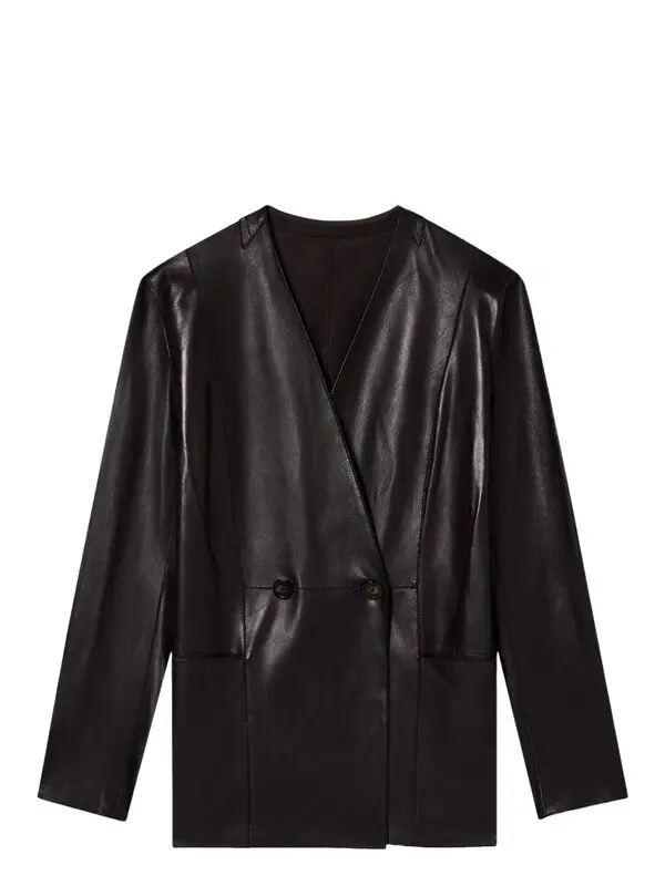 Emporio Armani Napa Leather Suit Jacket - Brown