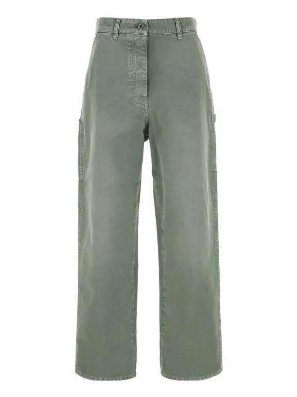 Miu Miu Garment-dyed Gabardine Pants - Sage Green
