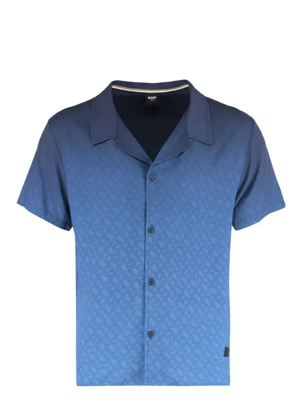 Hugo Boss Monogram Printed Refgular Fit Shirt - Blue