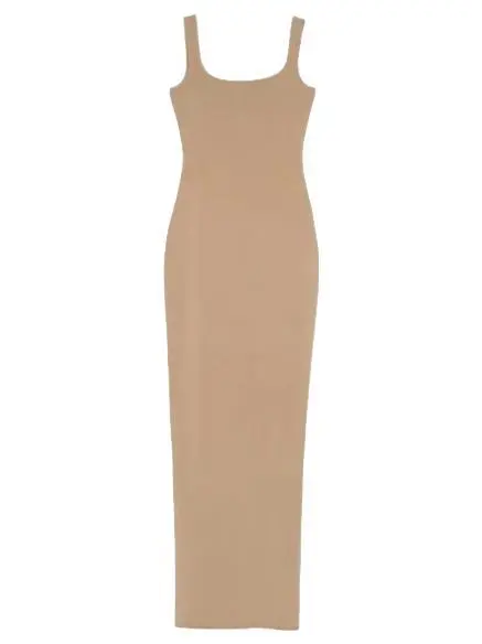ENTIRE STUDIOS Square Neck Sleeveless Maxi Dress With Back Slits - Nude