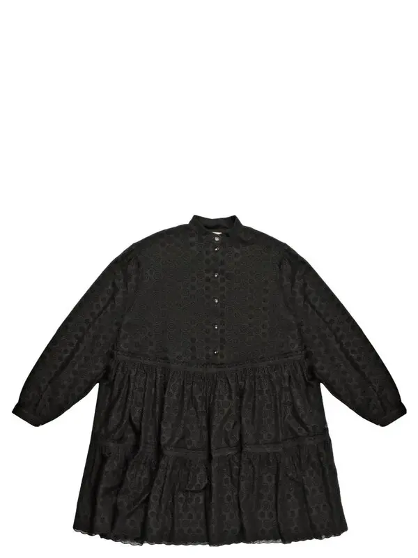Valentino Garavani Cotton Dress With Button Design And Pleated Details - Black
