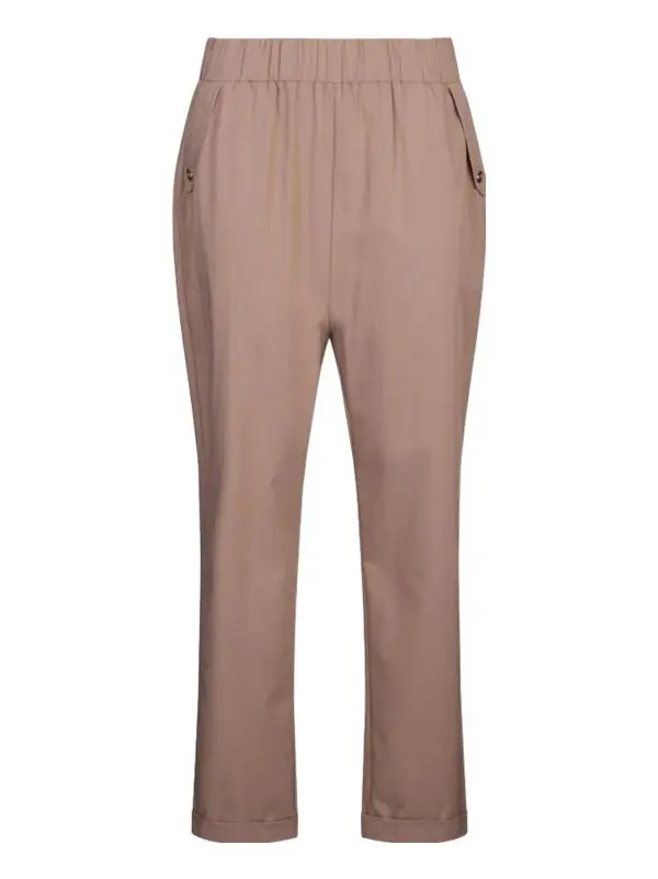 Liu Jo Slim-fit Trousers With Elastic Waistband And Metal Pocket Details - Brown