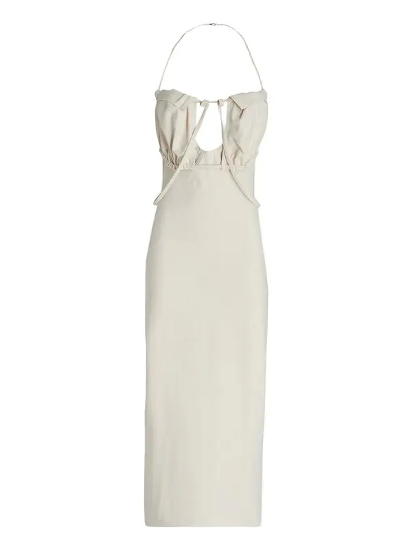 Jacquemus Beige Halter Neck Dress With Cut-out Detail - Multicolor