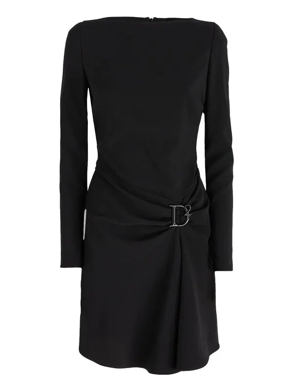 Dsquared2 Long Sleeve Draped Dress With D-logo Detail - Multicolor