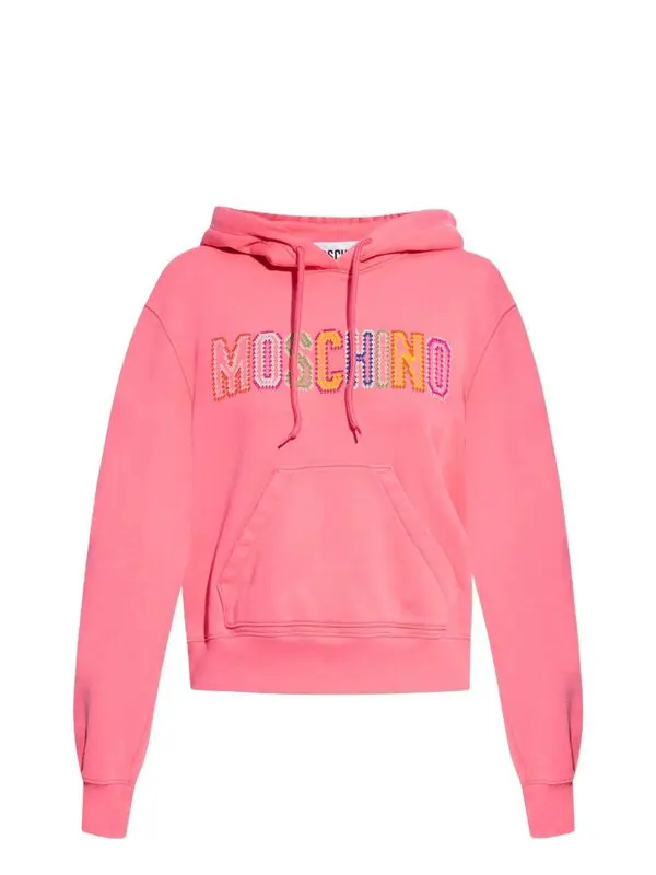 Moschino Embroidered Logo Hooded Sweater - Pink