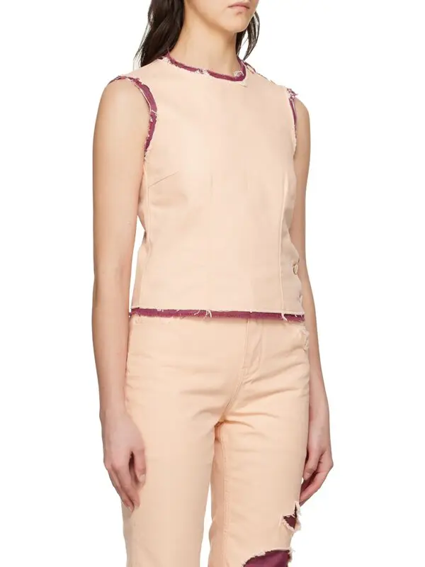 Raf Simons Button Fastened Layered Raw-cut Hem Tank Top - Nude
