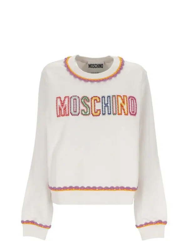 Moschino Lace Trim Cotton Hoodie - White