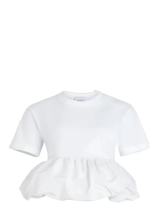 PATOU Crewneck T-shirt With Ruffled Hem - White