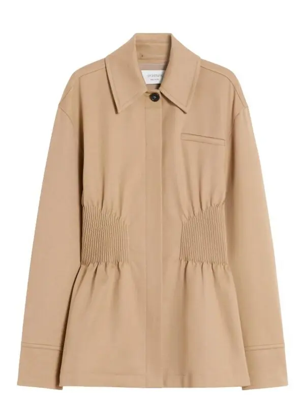 Sportmax Long Sleeve Shirt Jacket With Hidden Buttons - Camel