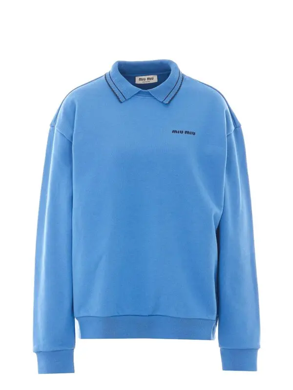 Miu Miu Embroidered Logo Crewneck Sweatshirt - Blue
