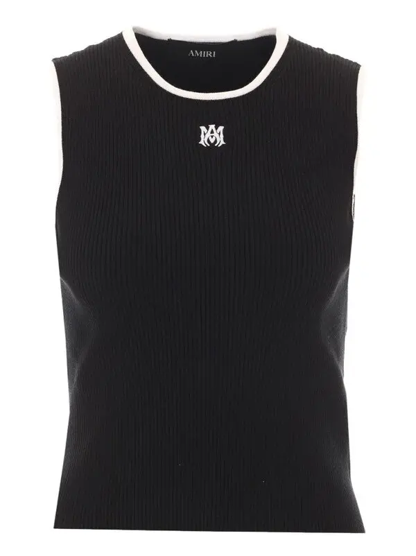 Amiri Ribbed Crew Neck Sleeveless Tank Top - Black
