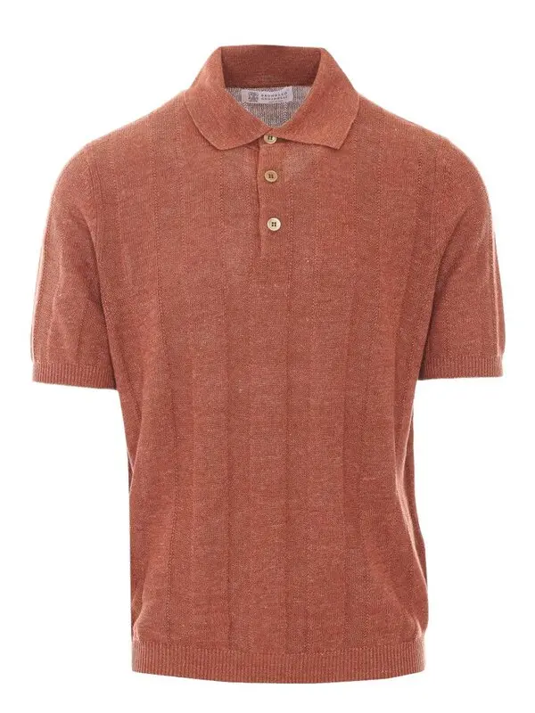 Brunello Cucinelli Linen And Cotton Polo - Red