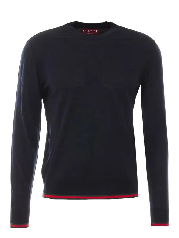 Gucci Wool Sweater With Web Motif - Blue