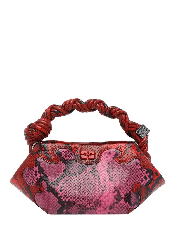 GANNI Mini Skate Bou Handbag With Python Print And Double Leather Handle - Pink