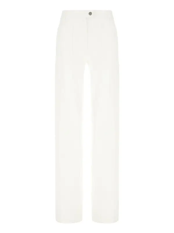 FERRAGAMO White Denim Straight Leg Trousers - Multicolor