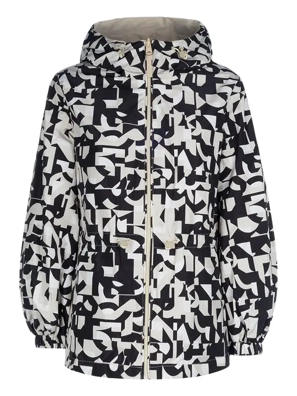 Mackage Hooded Zip-up Jacket With All-over Print And Drawstring Waist - Multicolor