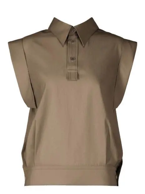 Issey Miyake Short Sleeve Blouse With Button Detail - Dark Brown