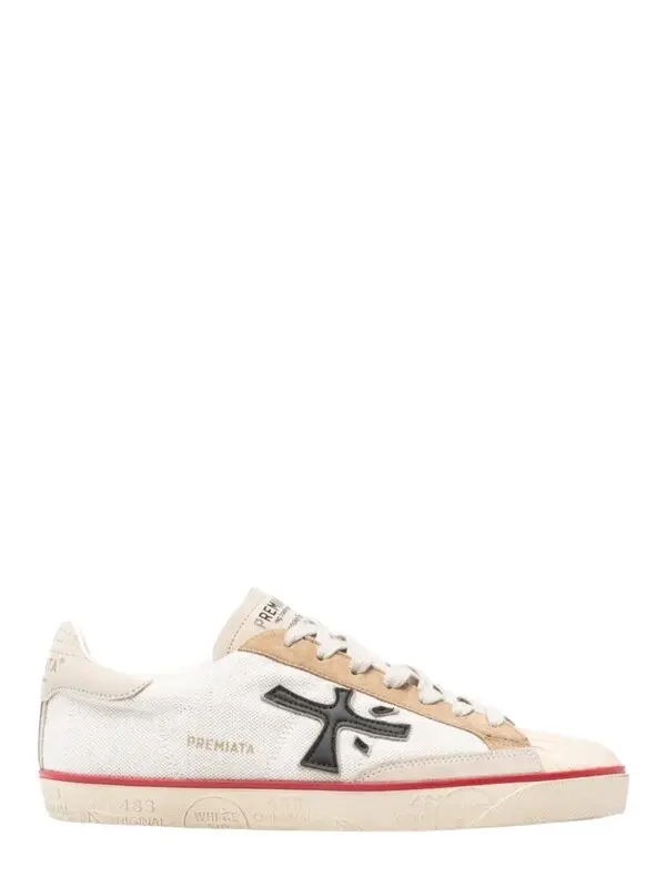 Premiata Steven 8052 Lace-up Round Toe Sneakers - White