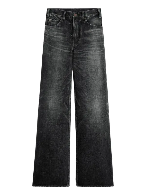 Celine Flared Surf Jeans In Ice Rinse Denim - Black