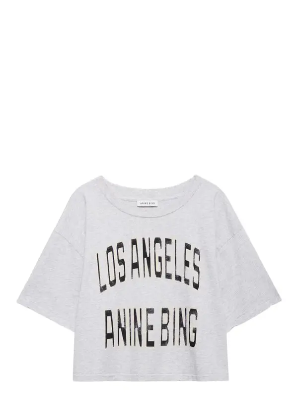 ANINE BING Johnny Cropped T-shirt With Los Angeles Graphic - Grey