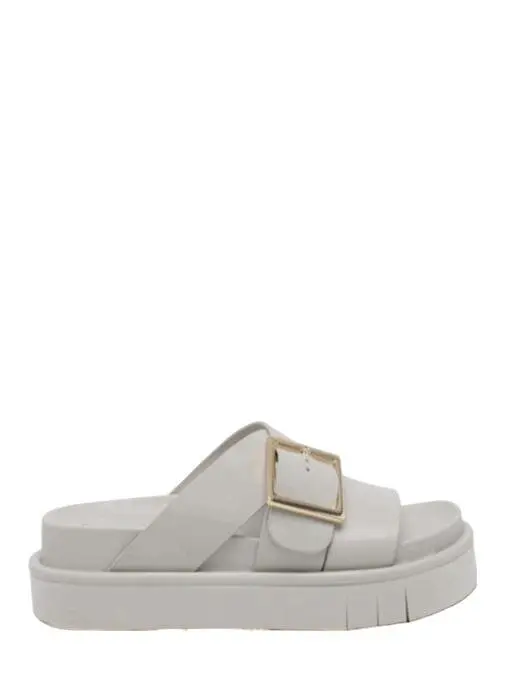PALOMA BARCELO Platform Buckled Slide Sandals - Gray