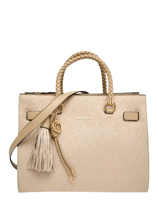Liu Jo Manhattan Top Handle Bag With Braided Handle And Tassel - Nude
