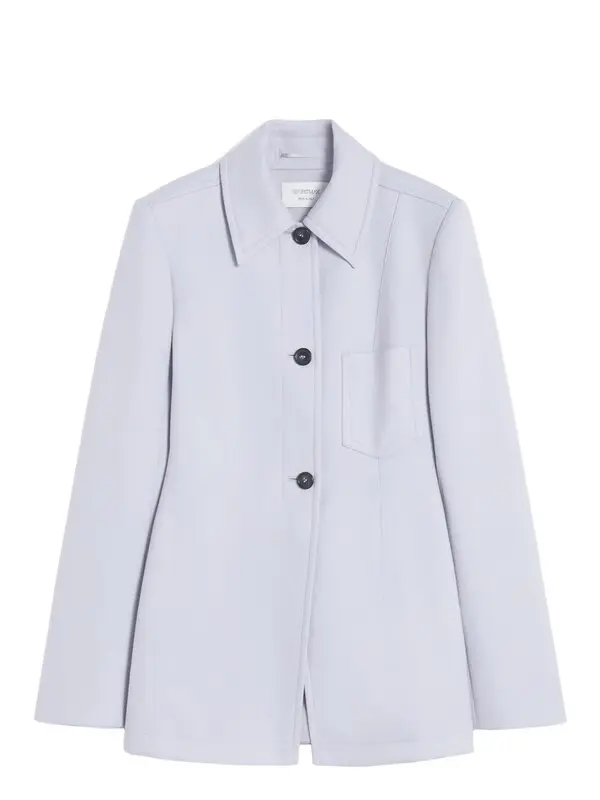 Max Mara Fitted Gabardine Shirt Jacket - Medium Gray