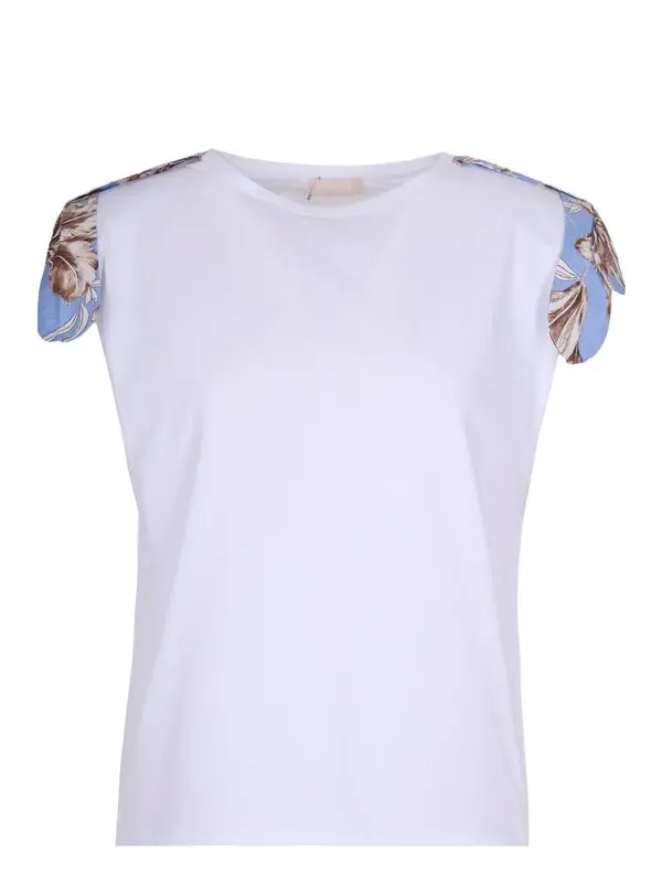 Liu Jo Floral Printed Sleeve T-shirt - White