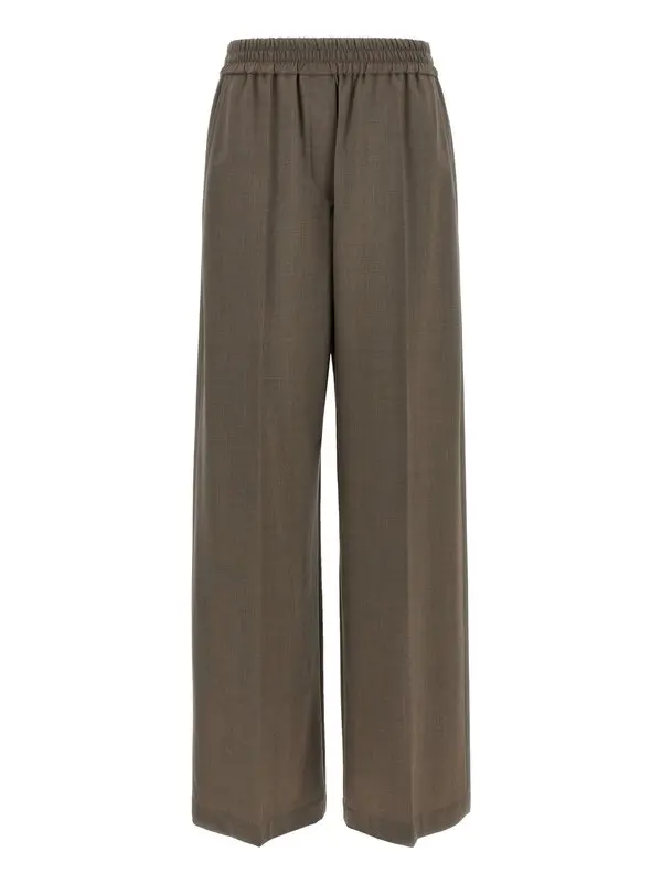 Brunello Cucinelli Elastic Waist Wide-leg Trousers - Brown