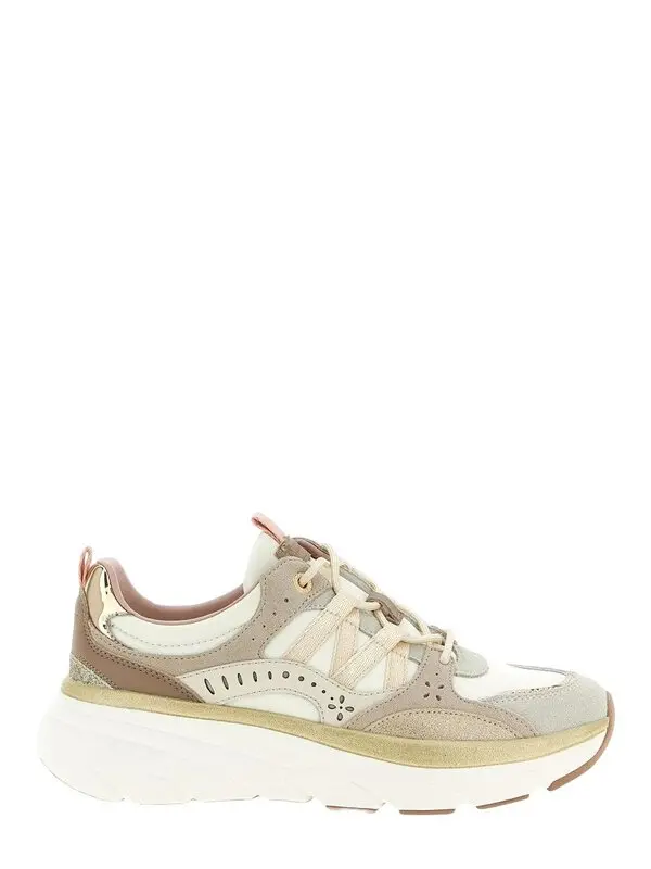 TWINSET Panelled Running Sneakers With Glitter And Suede Accents - White