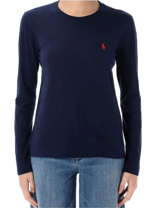 Polo Ralph Lauren Logo Embroidered Long Sleeve T-shirt - Black