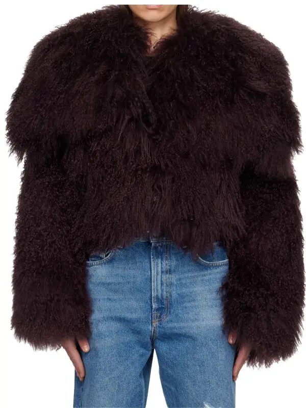 Attico Mongolian Fur Jacket - Black