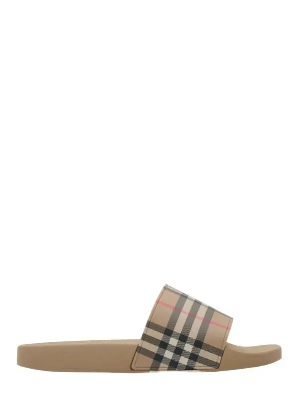 Burberry Checked Slip-on Slides - Brown