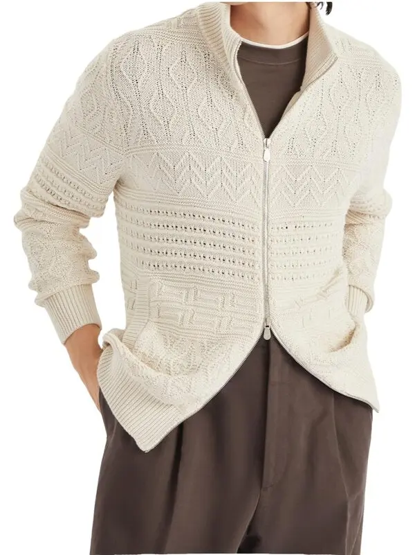 Brunello Cucinelli Heritage Stitch Zipped Cardigan - True Color