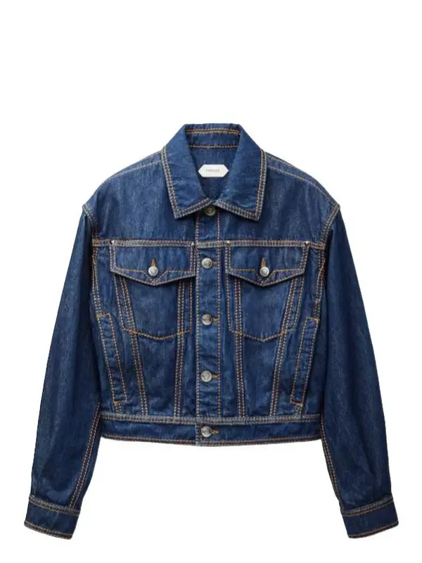Versace Contrast Stitch Denim Jacket - Blue