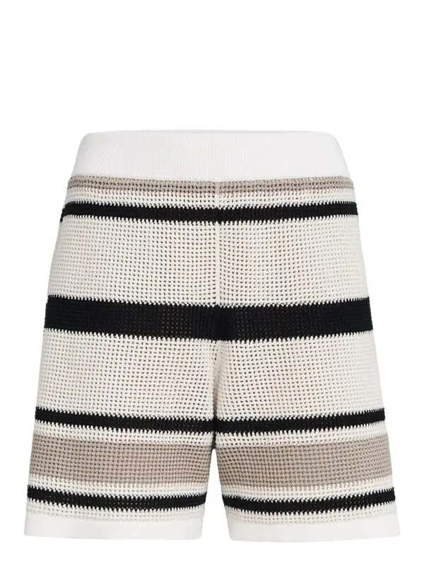 Brunello Cucinelli Striped Cotton Net Knit Shorts - White