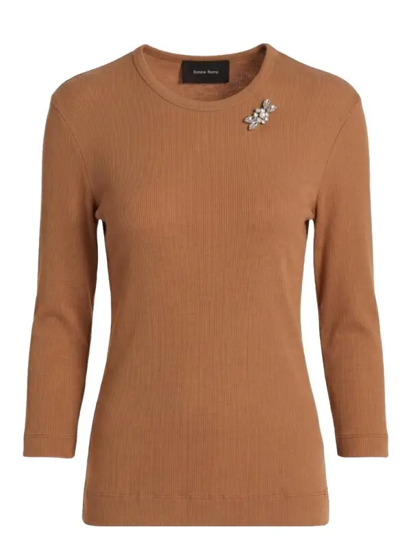 Simone Rocha Decorative Crew Neck T-shirt - Brown