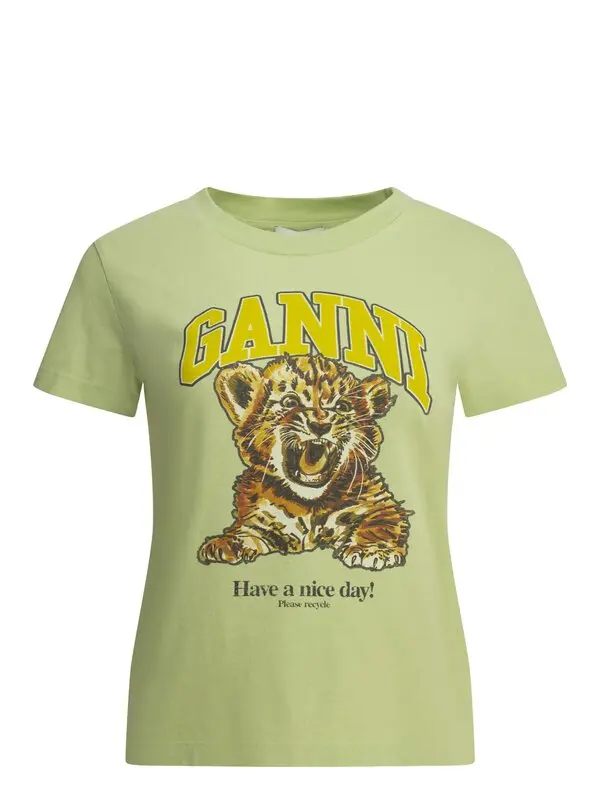 GANNI Baby Tiger Graphic T-shirt - Green