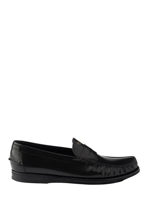Prada Brushed Leather Loafers - Black