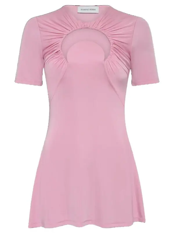 MARINE SERRE Moon Gathered Mini Dress - Pink
