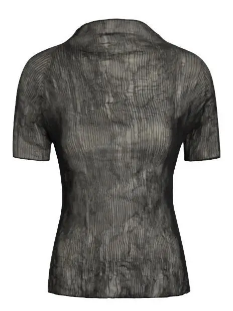 Issey Miyake Plissé-effect Sheer T-shirt - Black