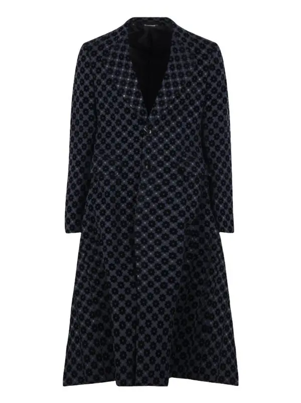 Comme Des Garçons Jacquard Single-breasted Coat - Navy / Black
