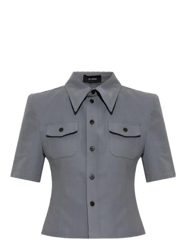 WILLY CHAVARRIA Chavela Button-up Shirt With Classic Collar And Chest Pocket - Gray