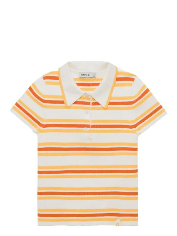 Simkhai Luka Cotton Striped Polo Shirt - White